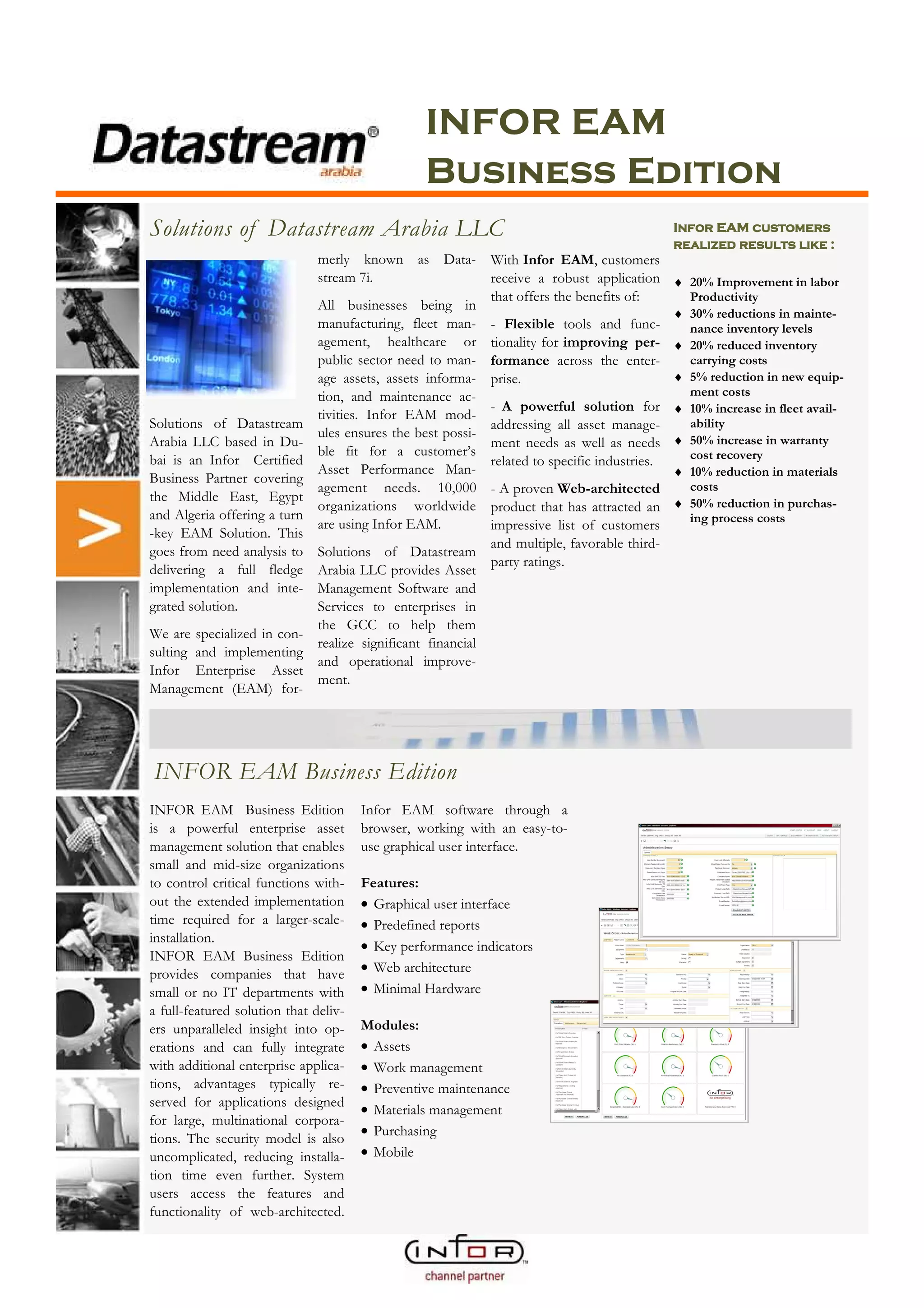 Pack Business Edition INFOR EAM, Datastream Arabia Channel Partner | PDF