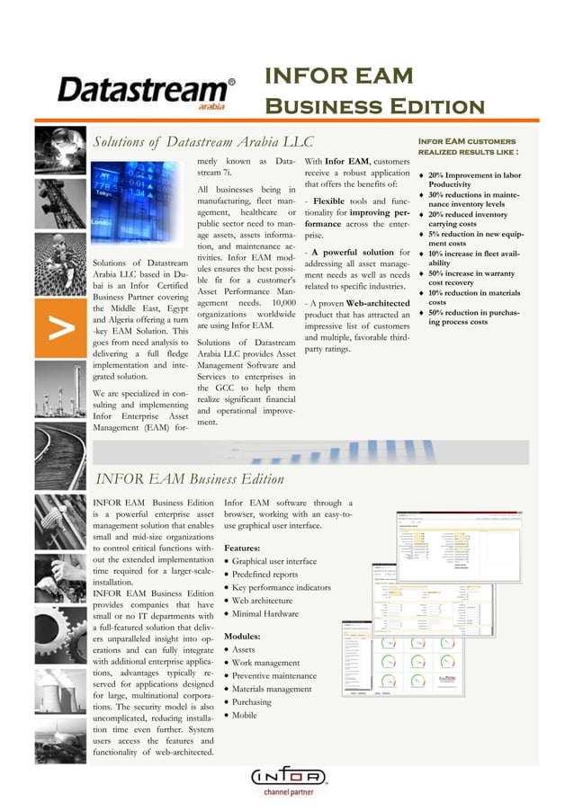 Pack Business Edition INFOR EAM, Datastream Arabia Channel Partner | PDF
