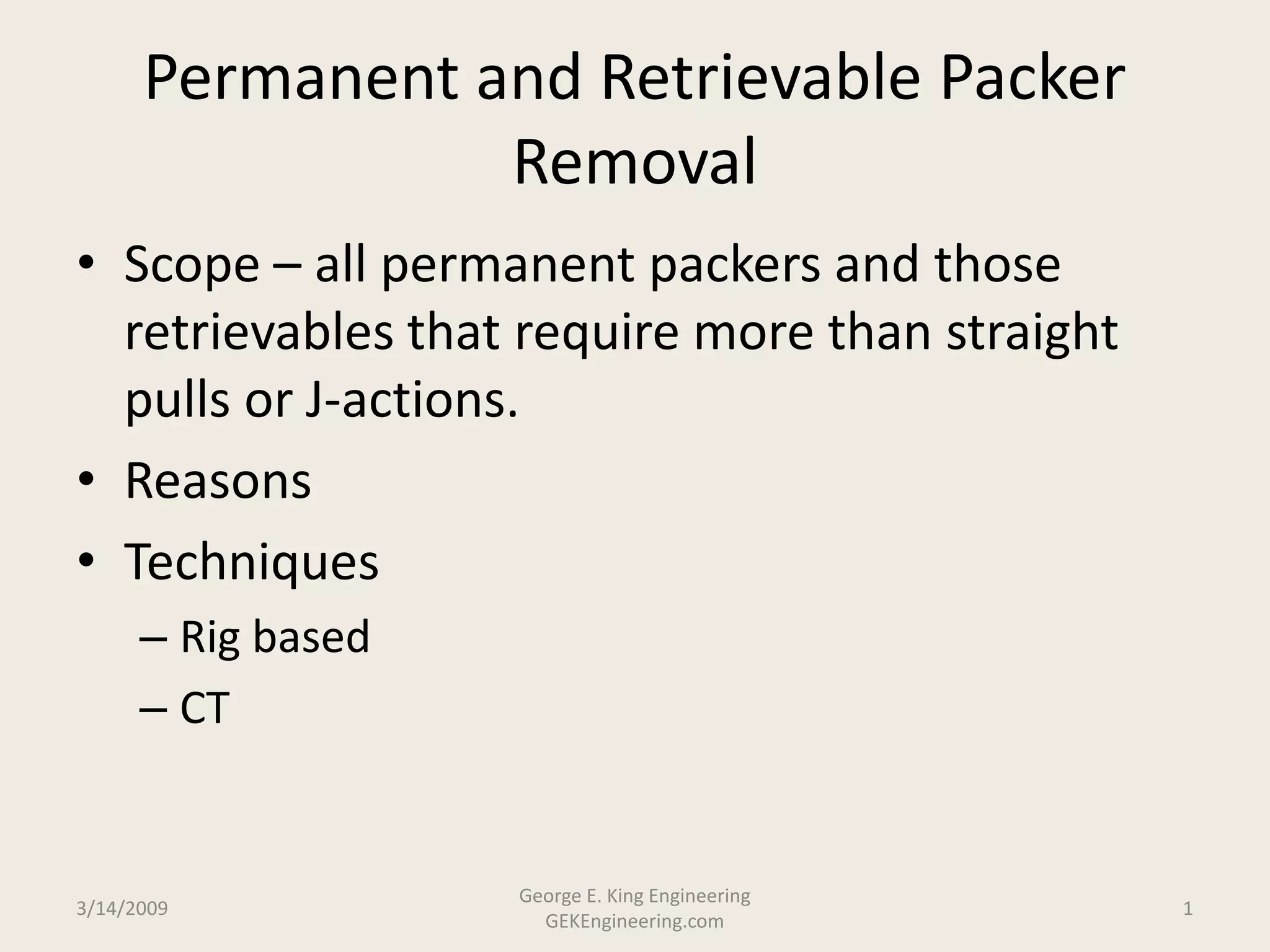 Packer milling | PDF