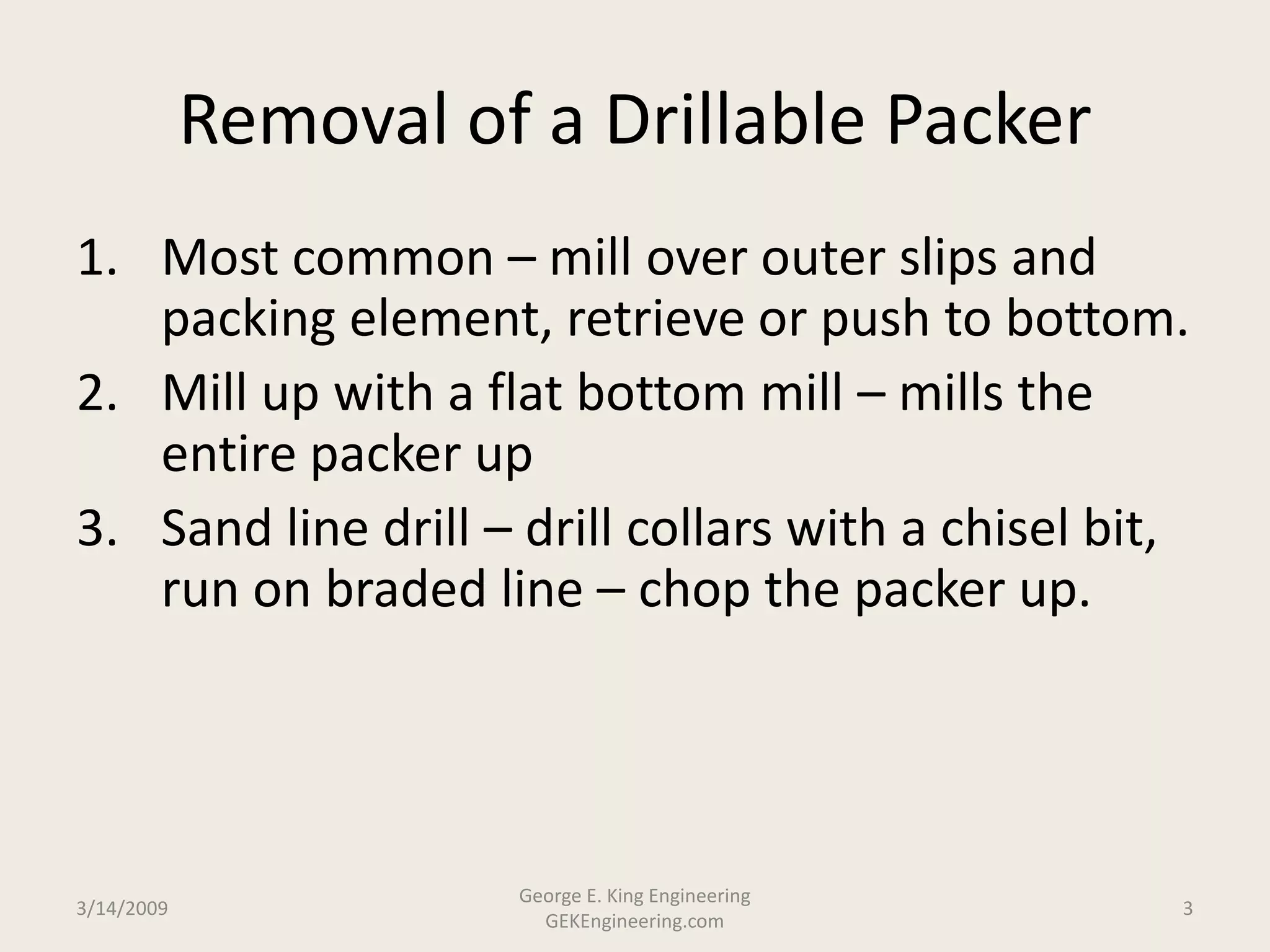Packer milling | PDF