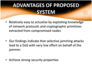 Packet hiding methods for preventing selective jamming attacks | PPT