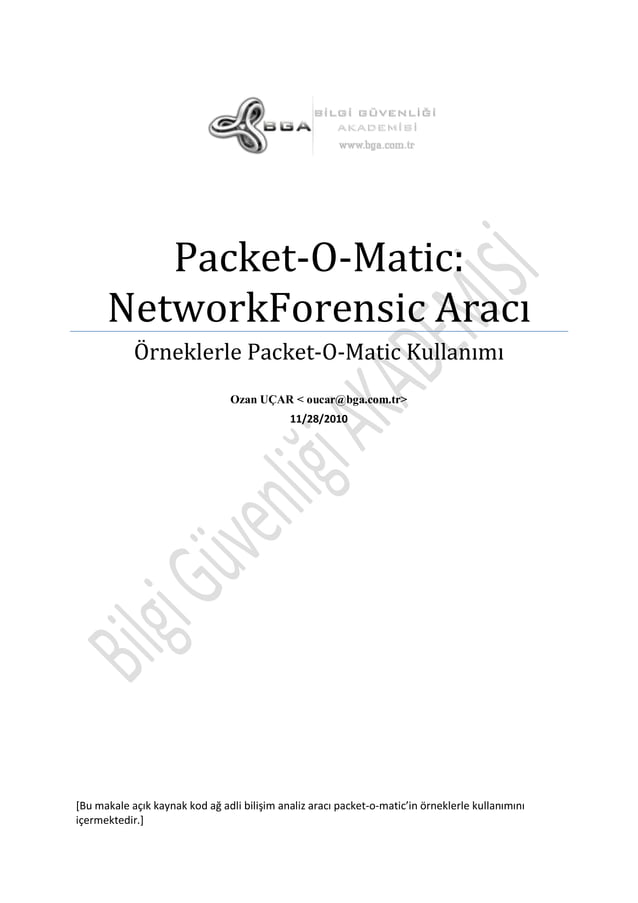 Packet-O-Matic:Network Forensic Aracı | PDF