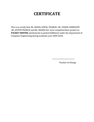 Packet sniffer repot | DOCX
