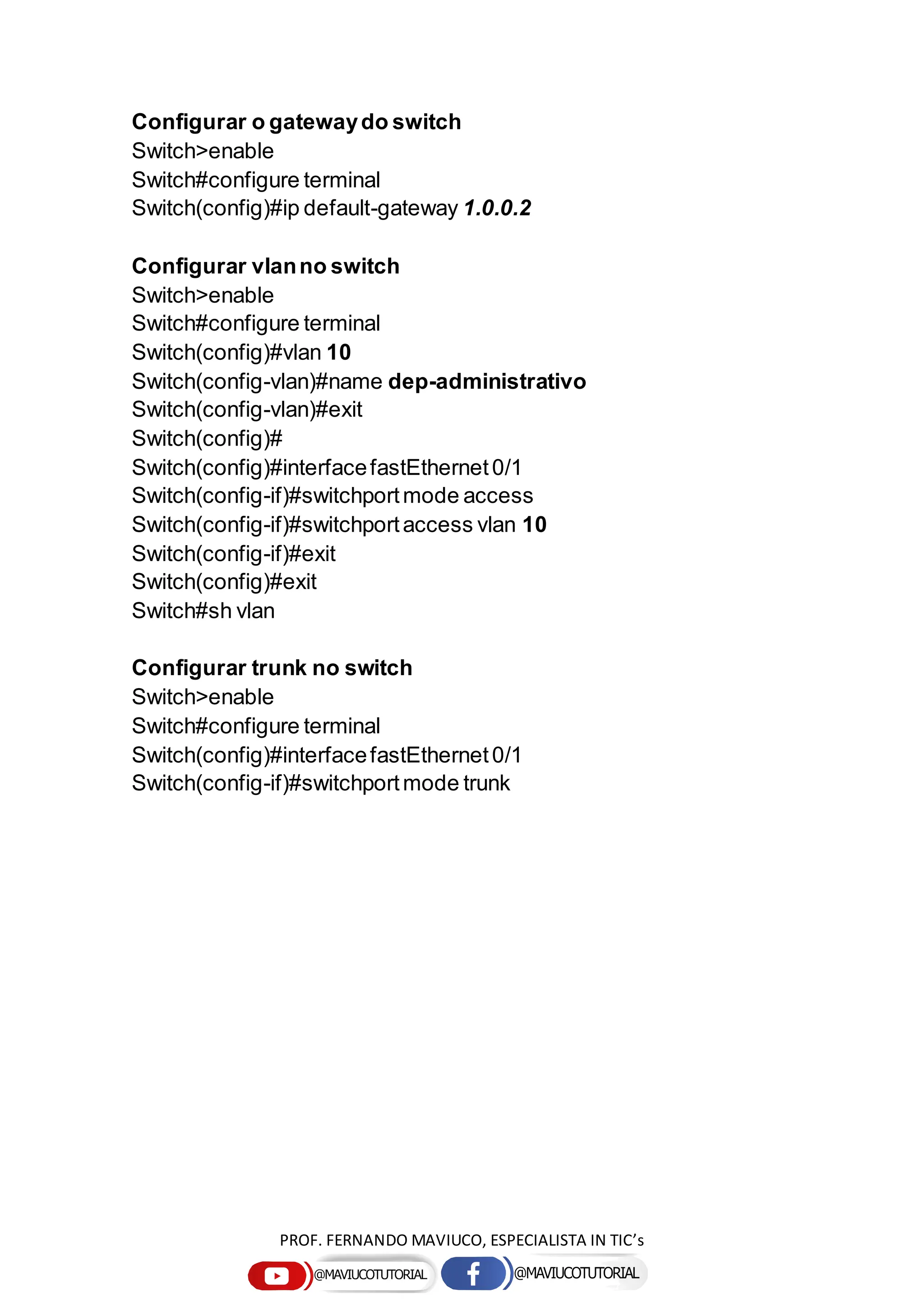 Packet Tracer da Cisco (Configuração Básica) Professor Fernando Maviuco ...