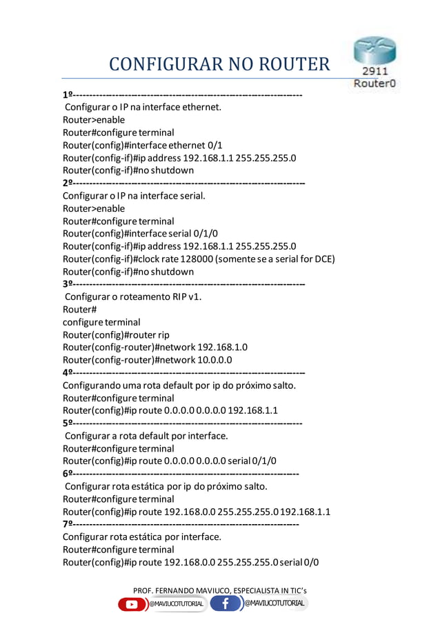 Packet Tracer da Cisco (Configuração Básica) Professor Fernando Maviuco ...