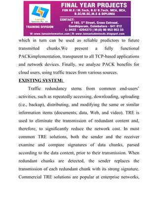 Pack prediction based cloud bandwidth and cost reduction system | DOC