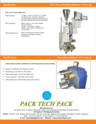 Pack Tech Pack, Faridabad, Packing Machine | PDF | Manufacturing ...