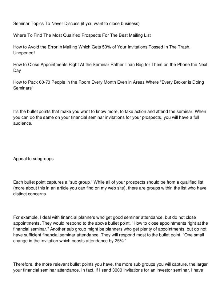 Financial Seminar Invitation