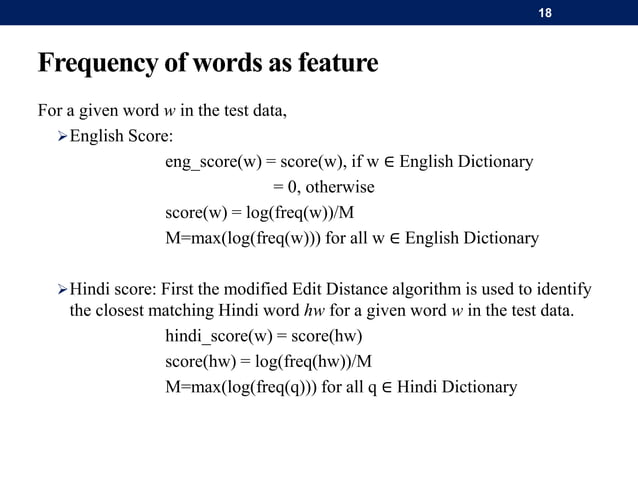 Word Level Language Identification In Code Switched Texts Ppt