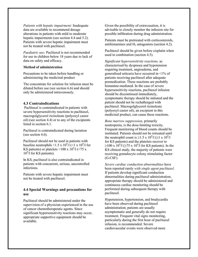 Paclitaxel 6 mgml concentrate for solution for infusion smpc taj pharmaceuticals | PDF