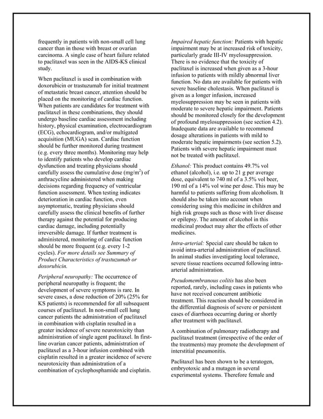 Paclitaxel 6 mgml concentrate for solution for infusion smpc taj pharmaceuticals | PDF