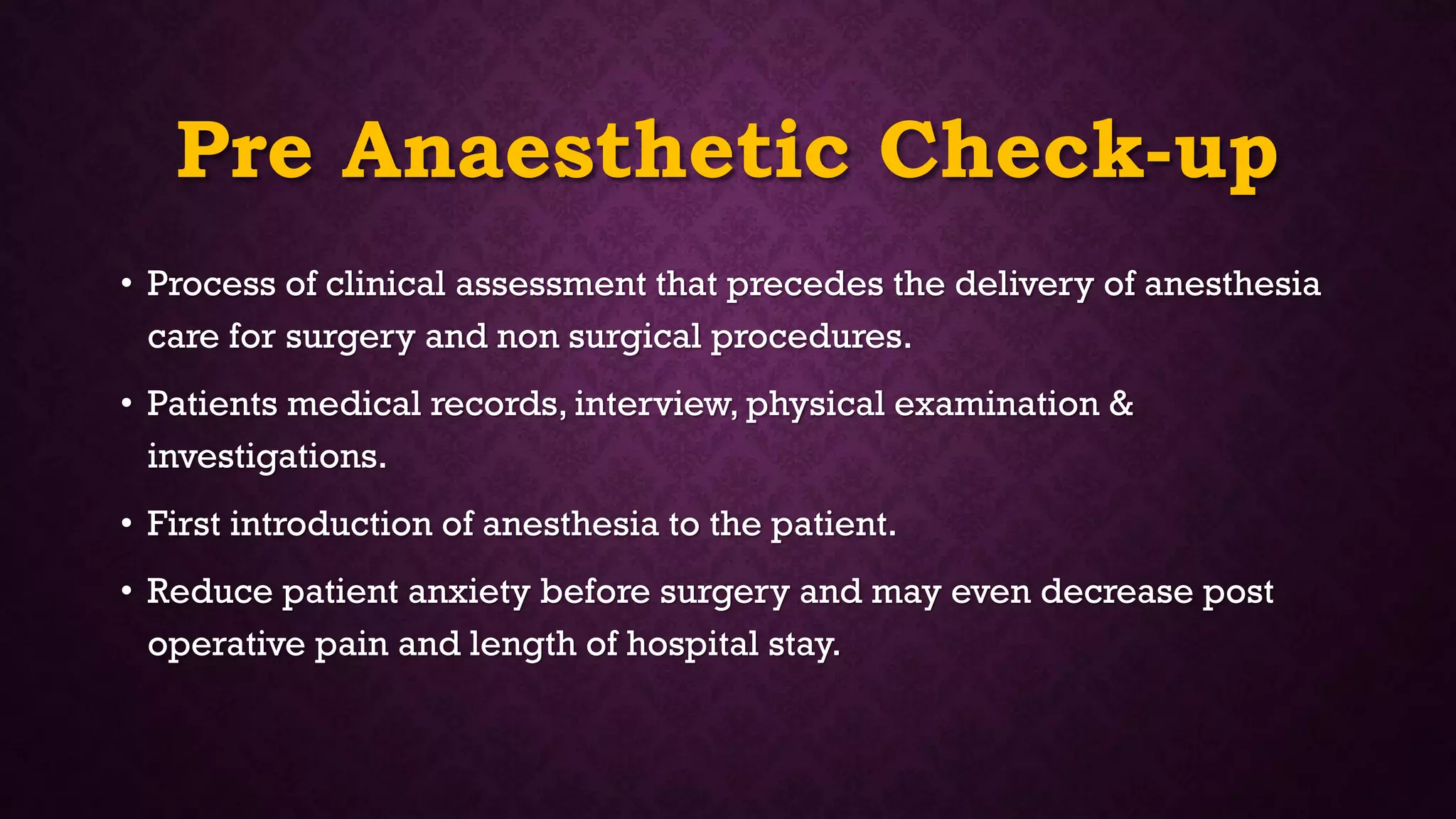 PAC - Pre Anaesthetic Checkup | PDF
