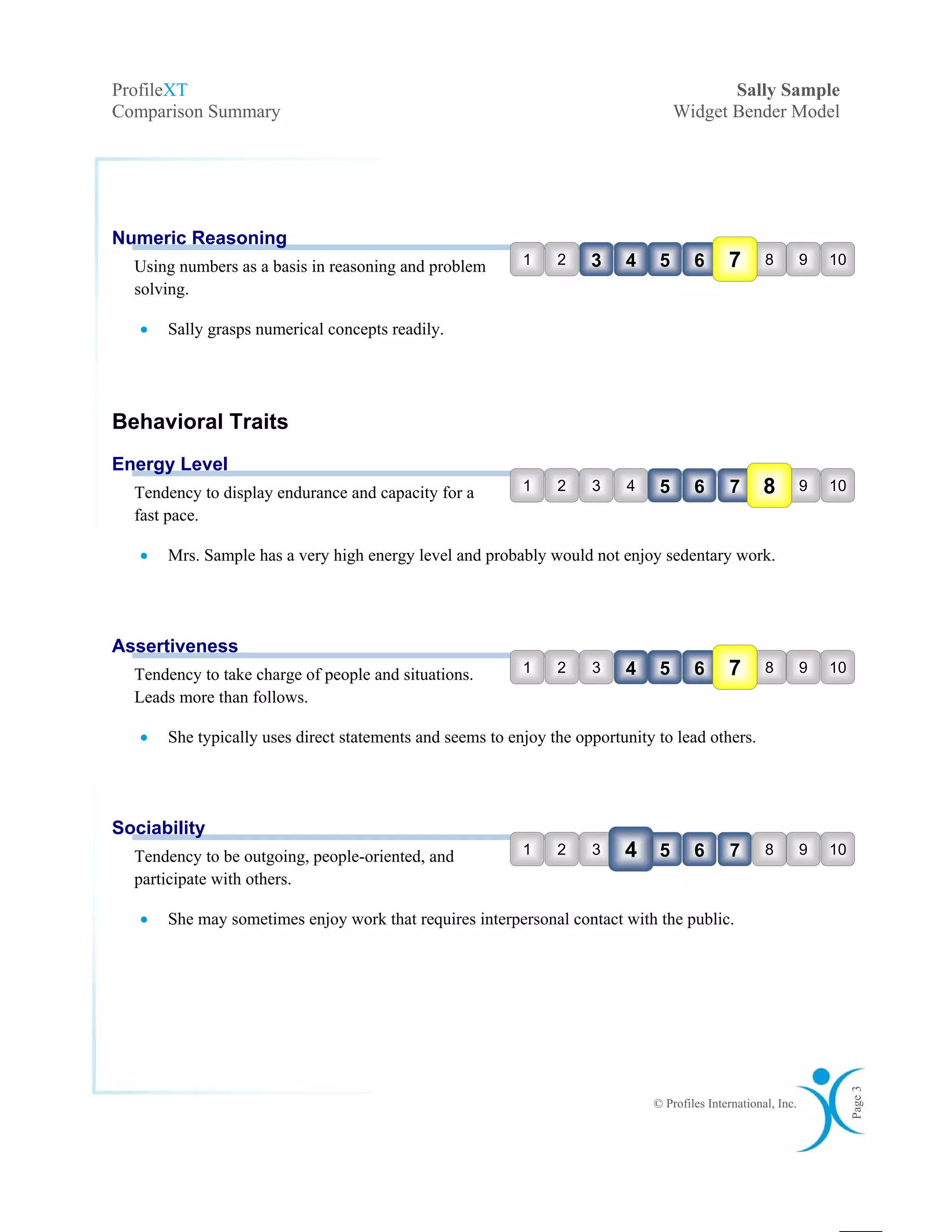 Profile Xt Comparison Summary | PDF