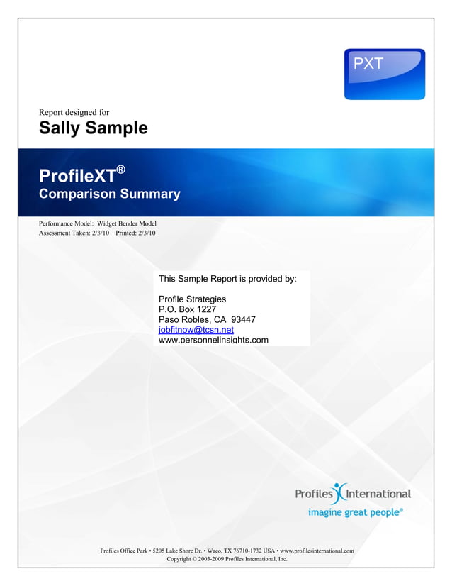 Profile Xt Comparison Summary | PDF