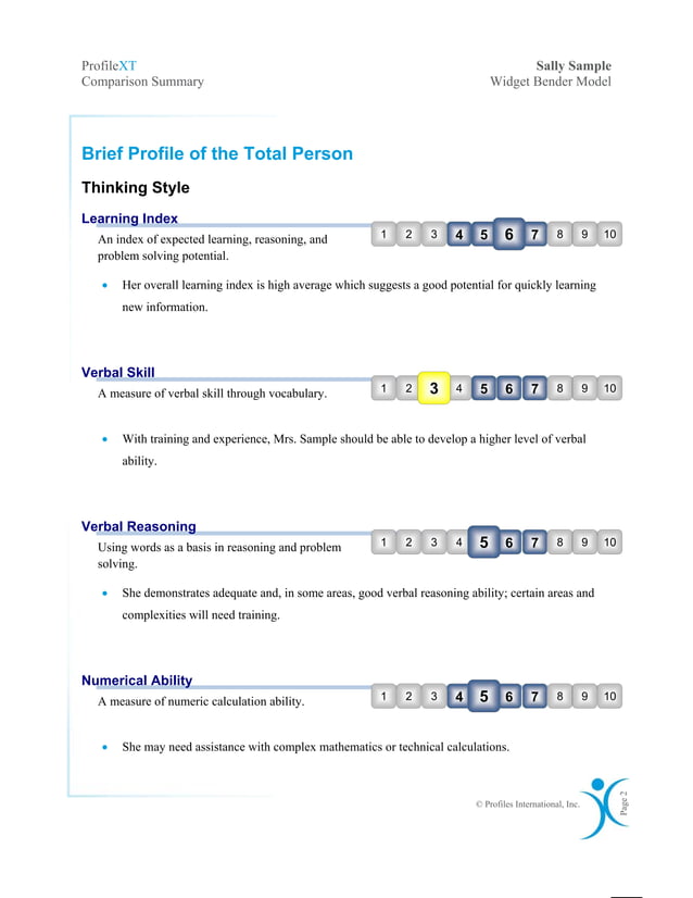 Profile Xt Comparison Summary | PDF
