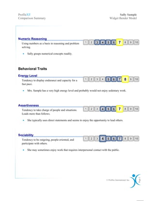 Profile Xt Comparison Summary | PDF