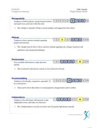 Profile Xt Comparison Summary | PDF