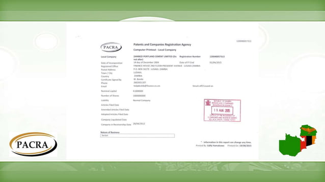 PACRA comes to rescue Portland Cement Zambia | PPT