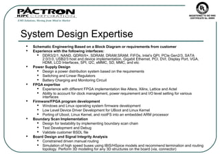 Pactron , Hardware, Board level & Manufacturing solutions | PPT