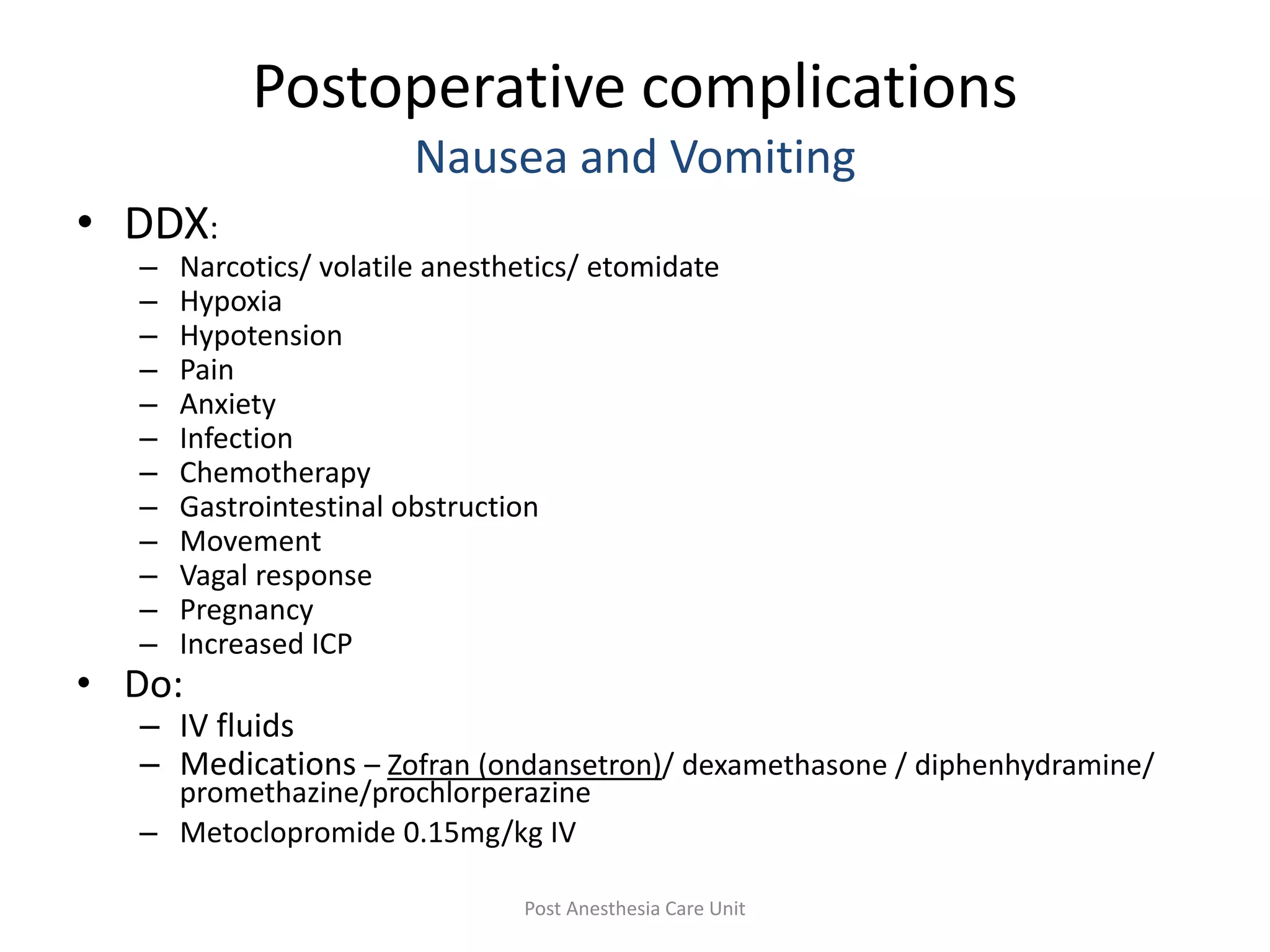 Pacu – post anesthesia care unit | PPTX