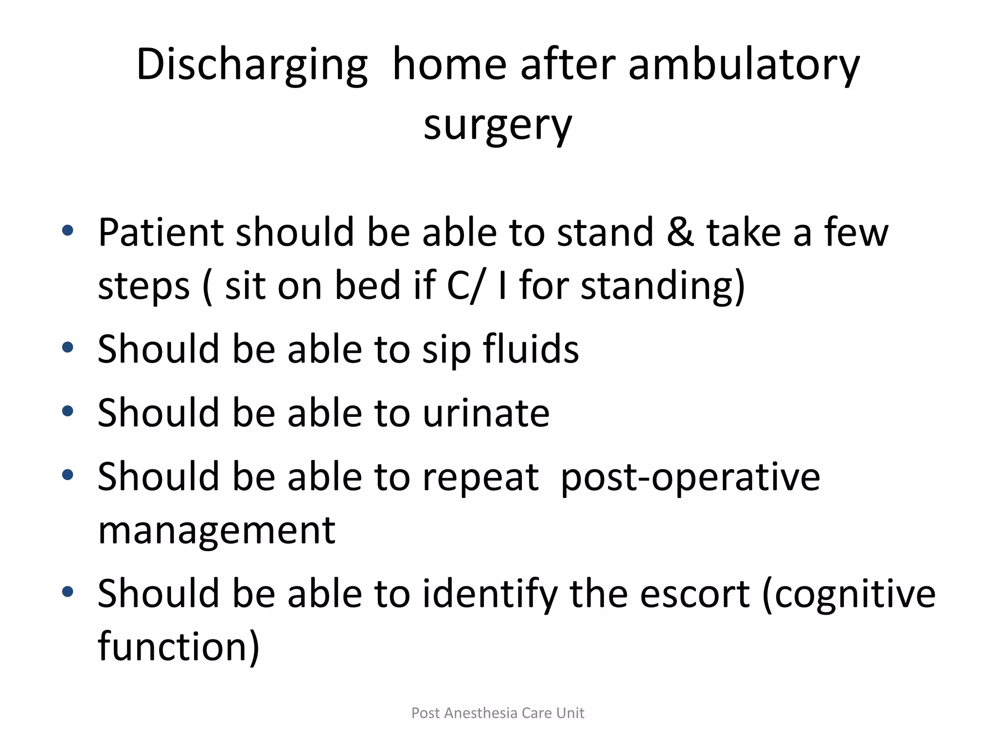 Pacu – post anesthesia care unit | PPTX