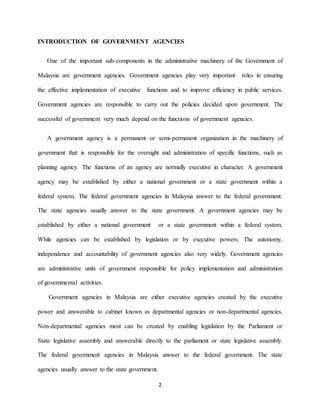 PAD102 UiTM Assignment : Government Agencies | DOCX