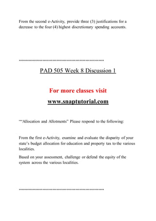 Pad 505 Education Organization -- snaptutorial.com