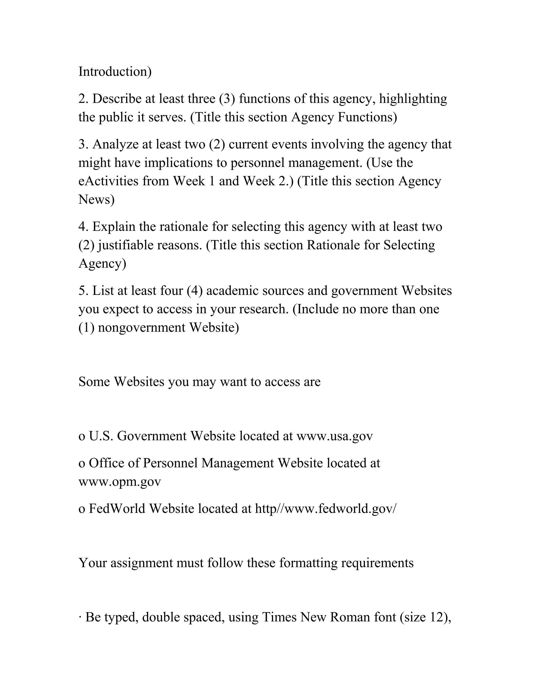 Pad 530 assignment 1 rationale and analysis for agency selected part i ...