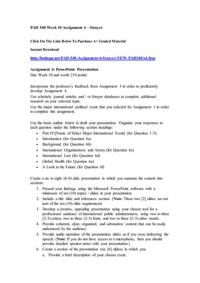 Pad 540 week 10 assignment 4 strayer | PDF