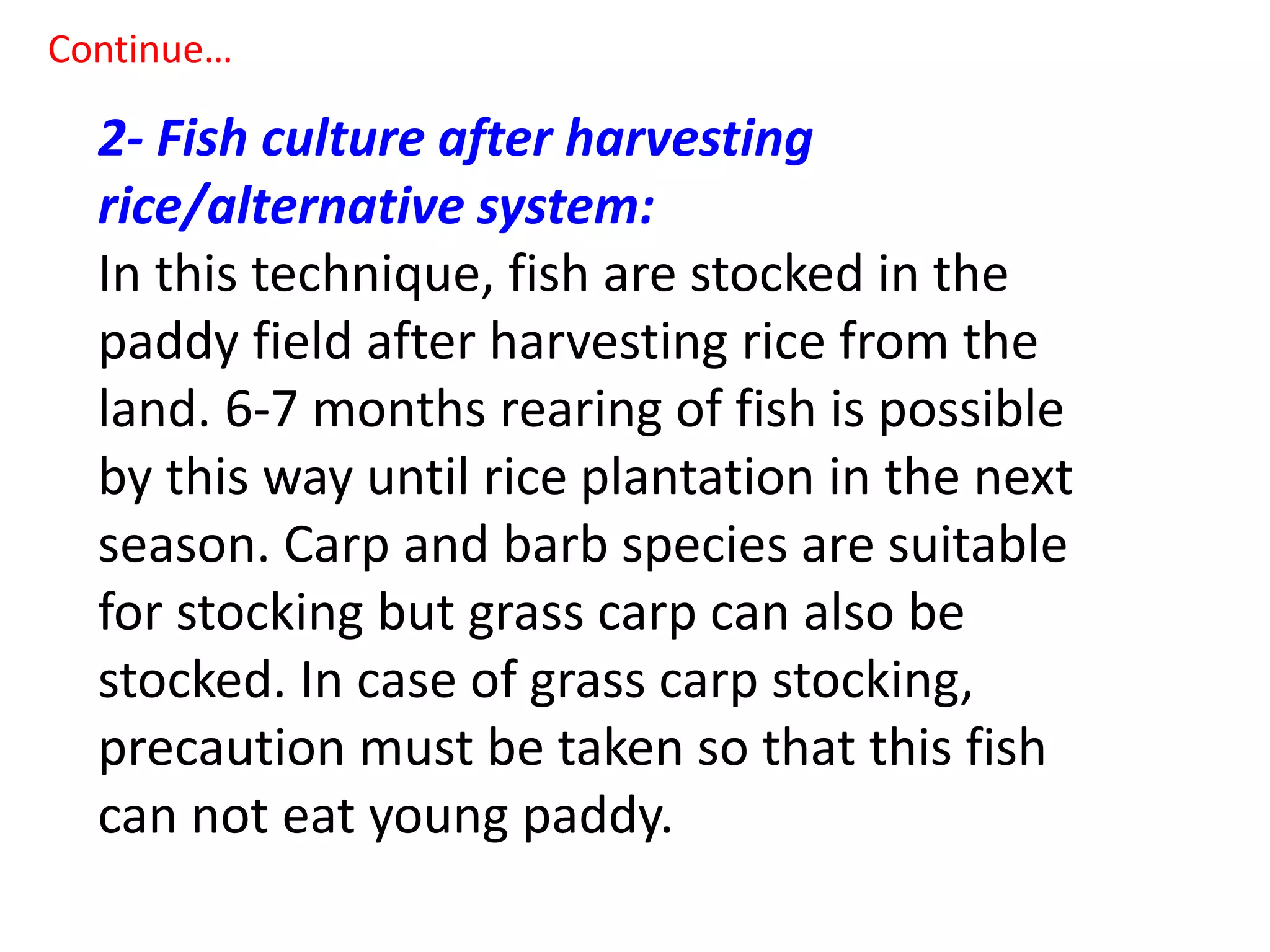 Paddy cum- fish culture | PPTX
