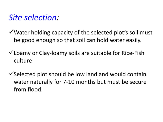 Paddy cum- fish culture | PPTX | Agriculture | Industries
