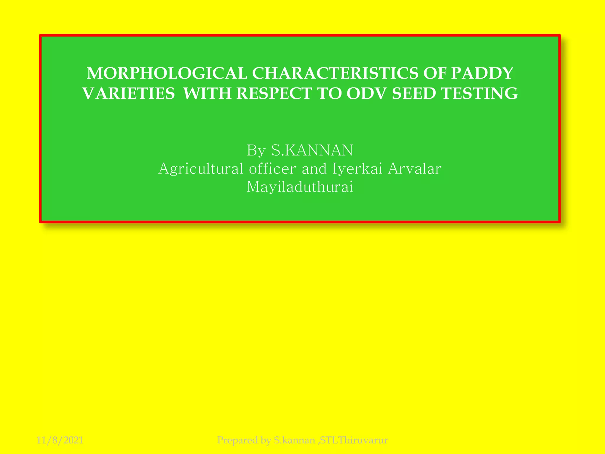 Paddy varietal characters | PDF