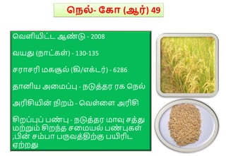 Paddy varietal details of tamilnadu | PDF