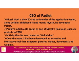 Padlet in teaching and learning Dr.C.Thanavathi | PDF