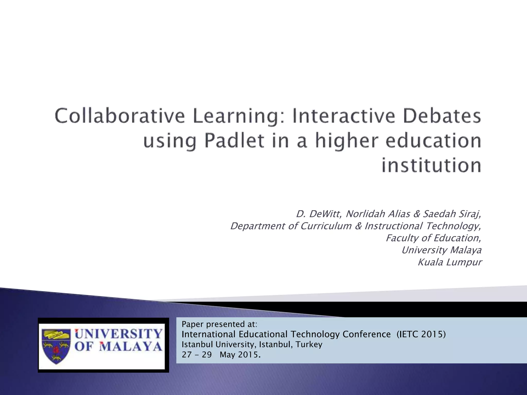 Padlet for interactive debates for collaborative learning | PPT