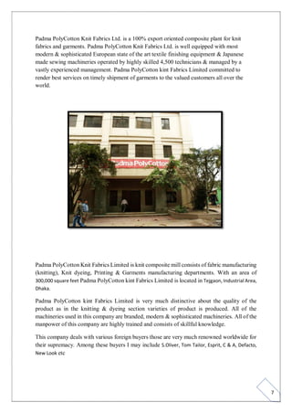 Padma PolyCotton Knit Fabrics Ltd, Dhaka | PDF