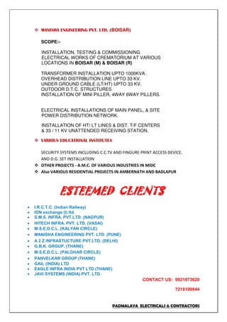 Padmalaya electricals & contractors profile | PDF