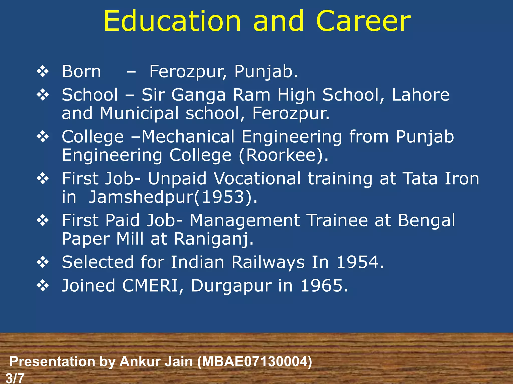 Padma shri chandra mohan | PPT