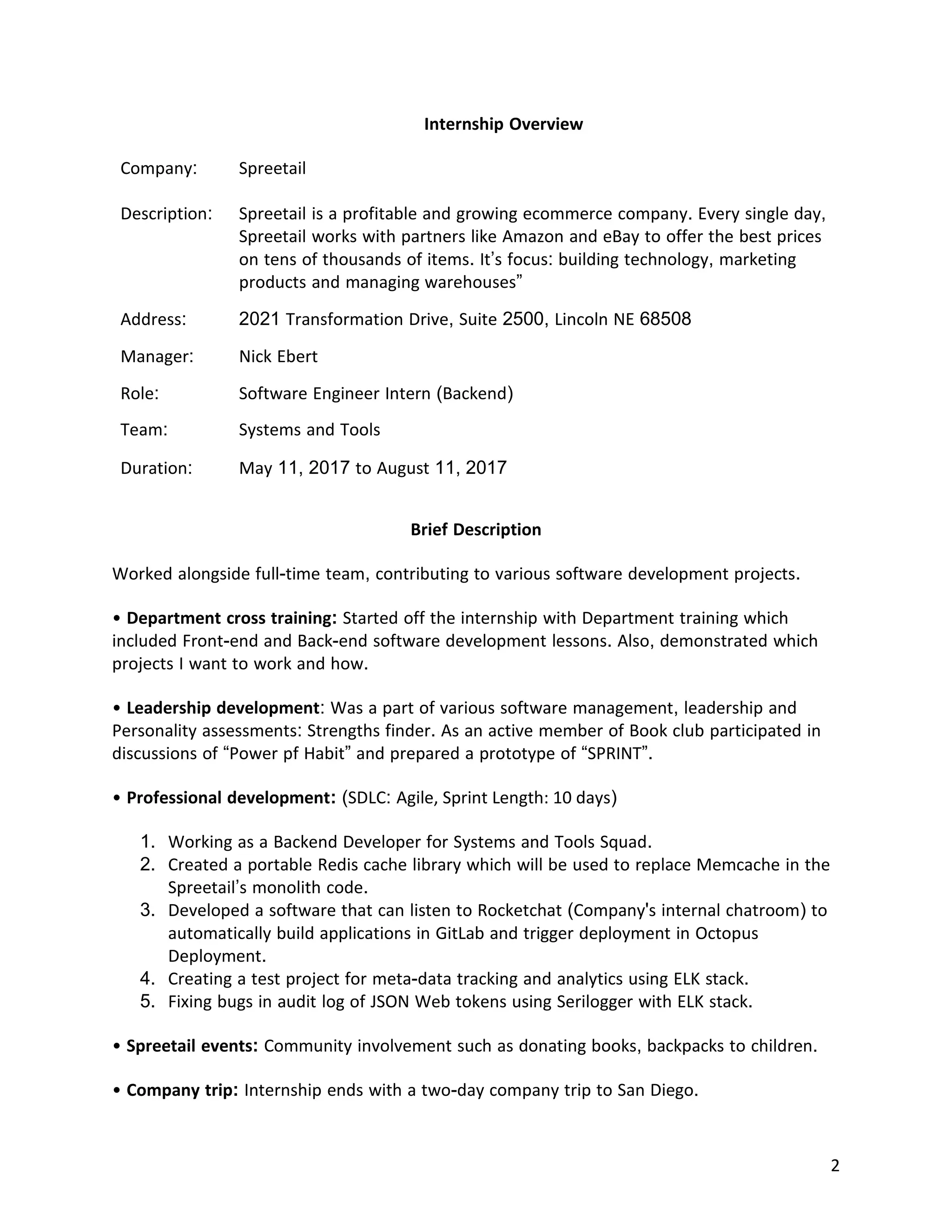 Summer-17 Internship at Spreetail | PDF | Web Development | Internet