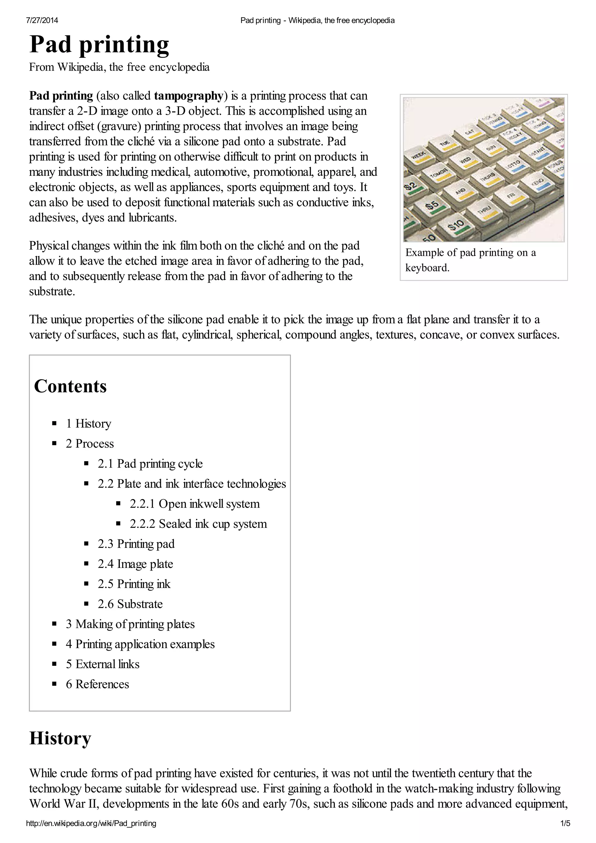 Pad printing wikipedia, the free encyclopedia | PDF