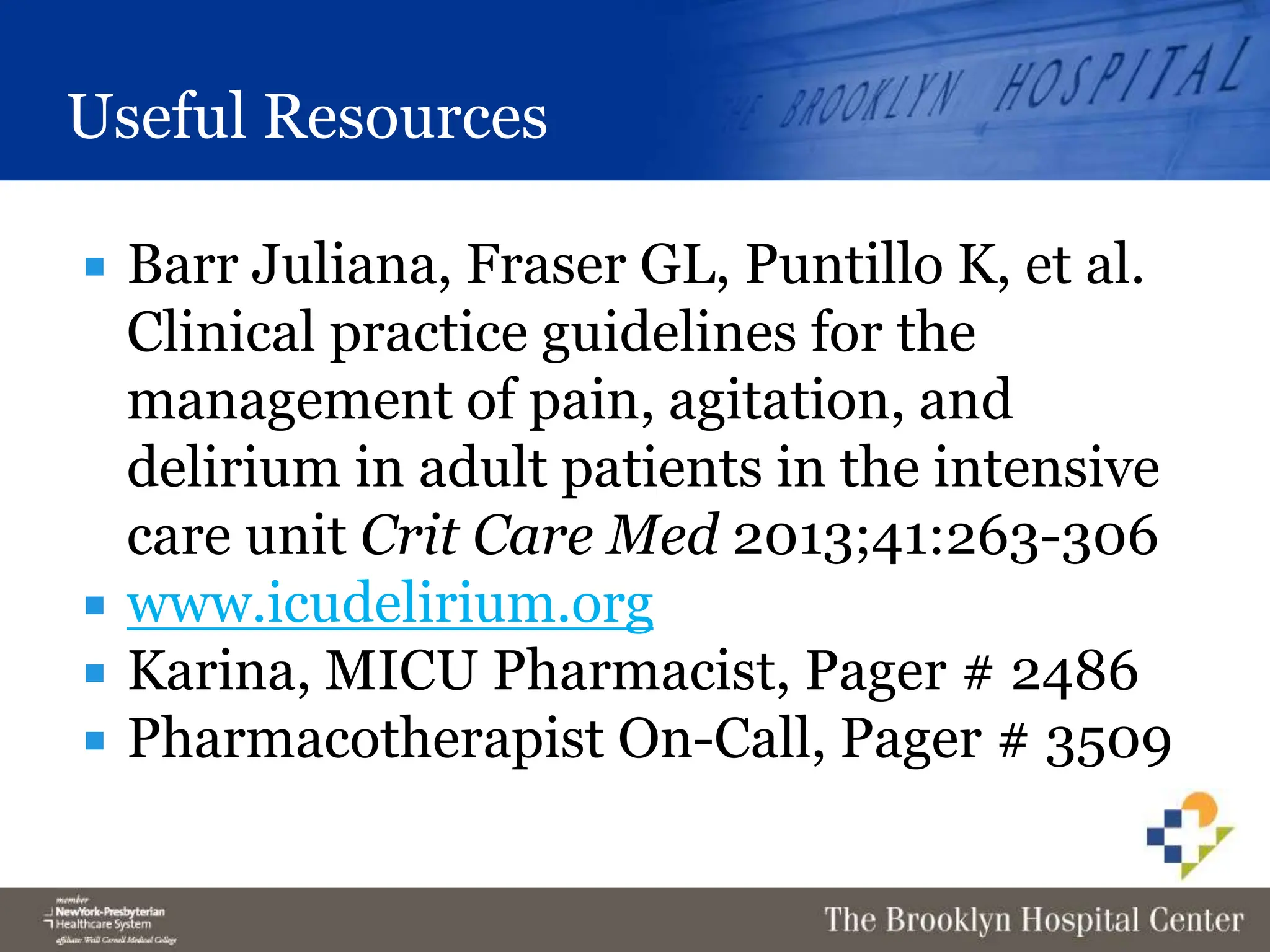 Pain Agitation Delirium PAD RN Final 329.ppt