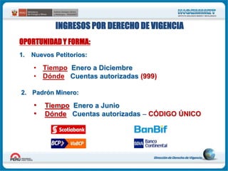 Padrón Minero, Caducidades, Administración de derecho de Vigencia | PPTX