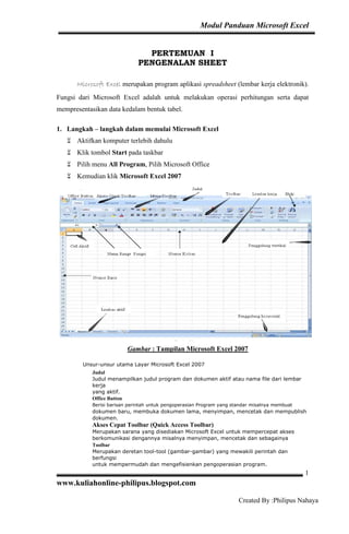 Paduan dasar excel 2007 philipus nahaya | PDF