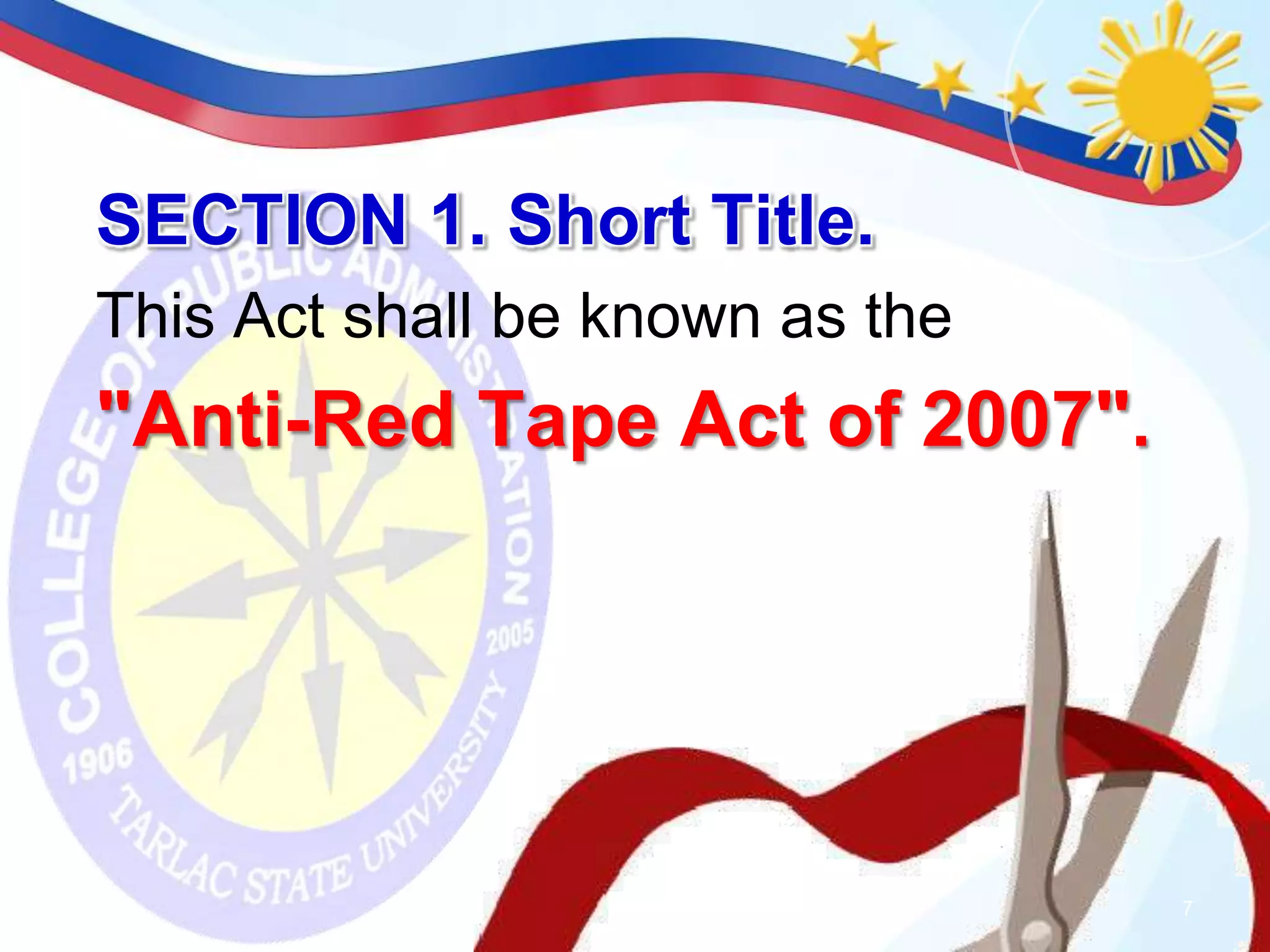 REPUBLIC ACT 9485 - ANTI-RED TAPE ACT OF 2007 with EXPLANATION | PPTX