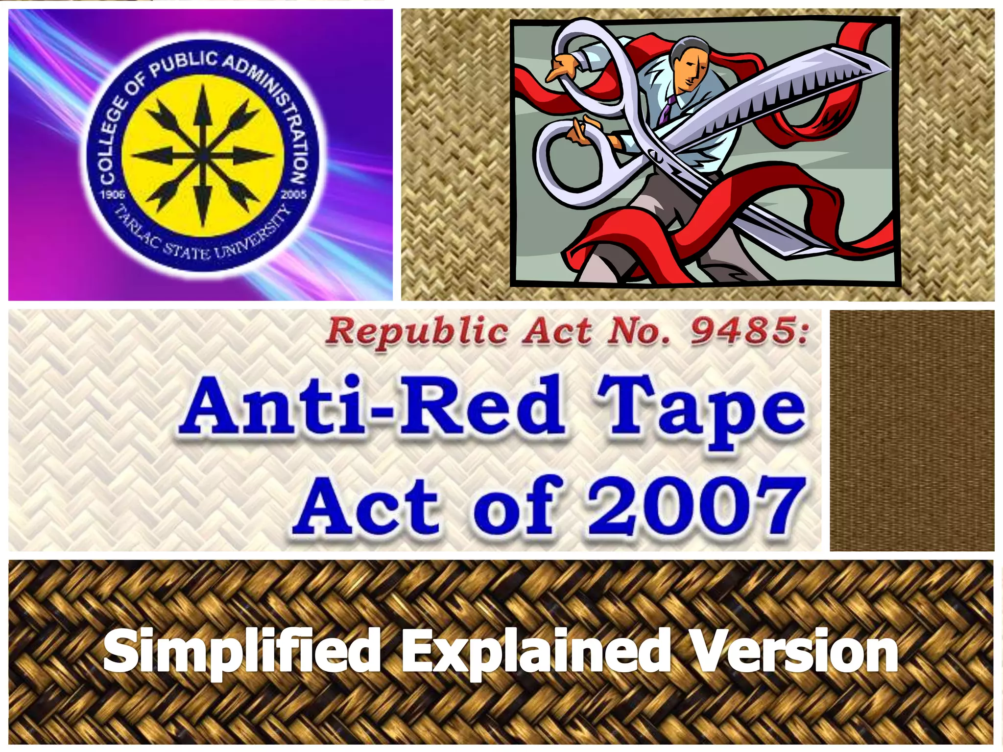 REPUBLIC ACT 9485 - ANTI-RED TAPE ACT OF 2007 (SIMPLIFIED) | PPTX