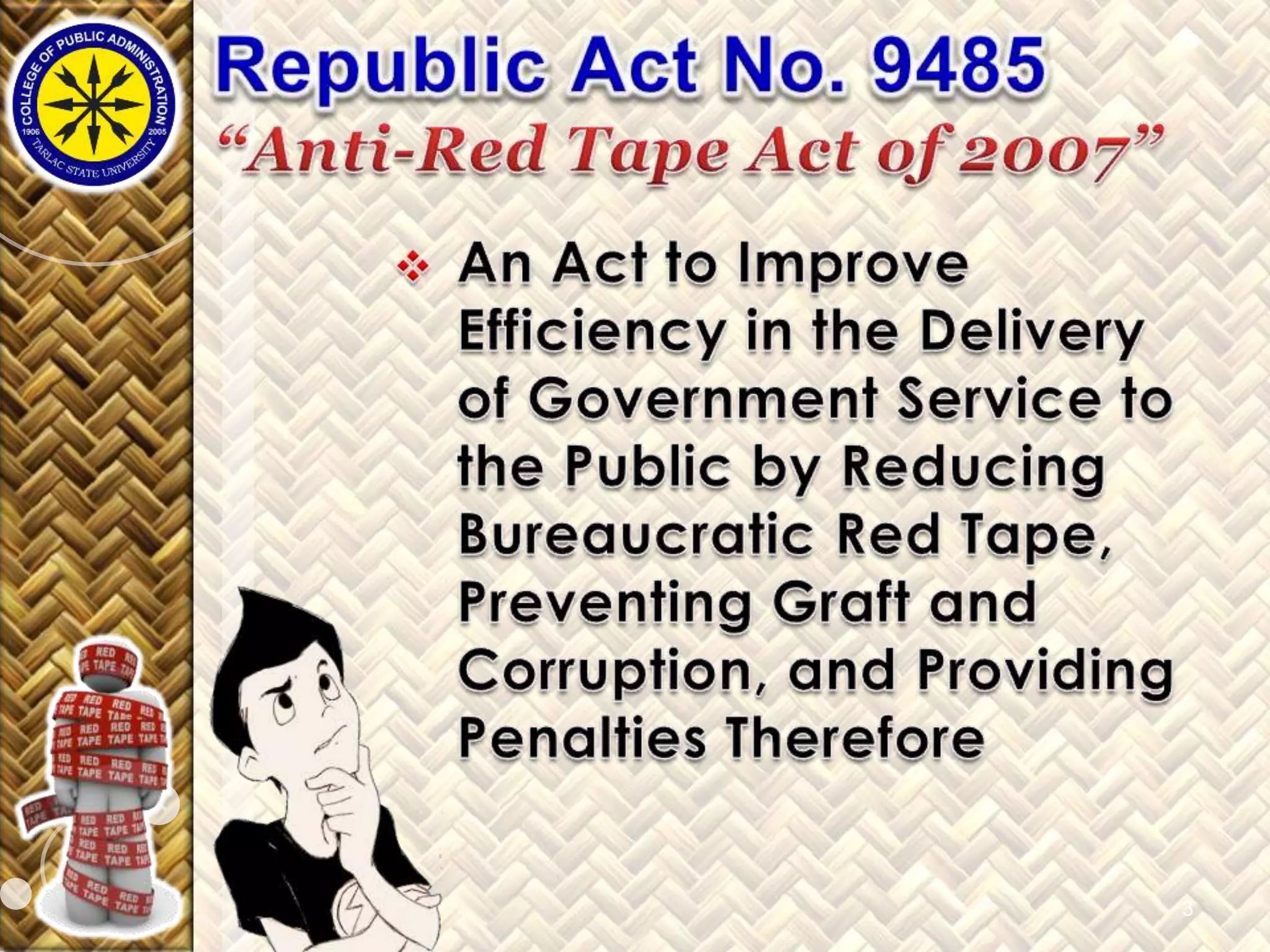 REPUBLIC ACT 9485 - ANTI-RED TAPE ACT OF 2007 (SIMPLIFIED) | PPTX