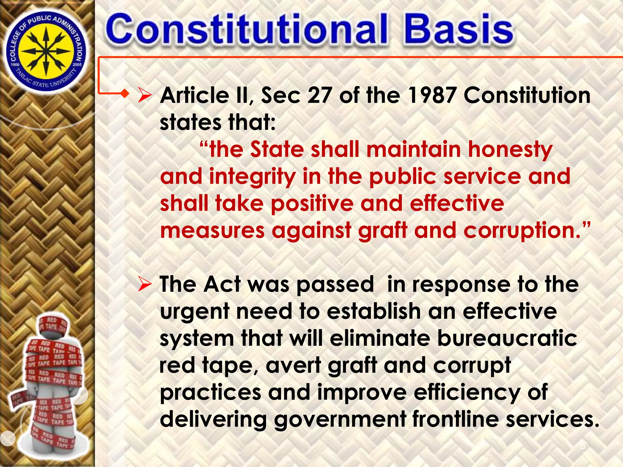 REPUBLIC ACT 9485 - ANTI-RED TAPE ACT OF 2007 (SIMPLIFIED) | PPTX