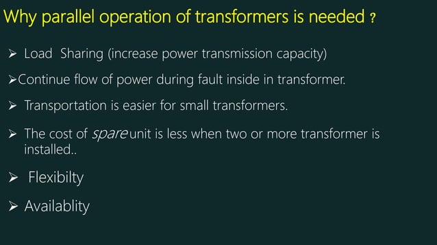 Parallel operation of transformer | PPTX