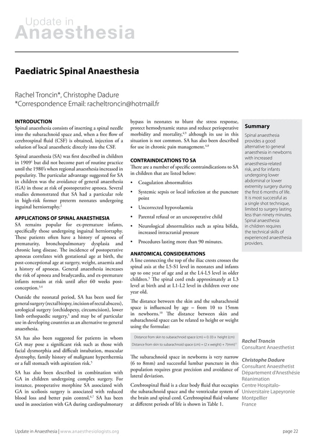 Paediatric spinal-anaesthesia | PDF