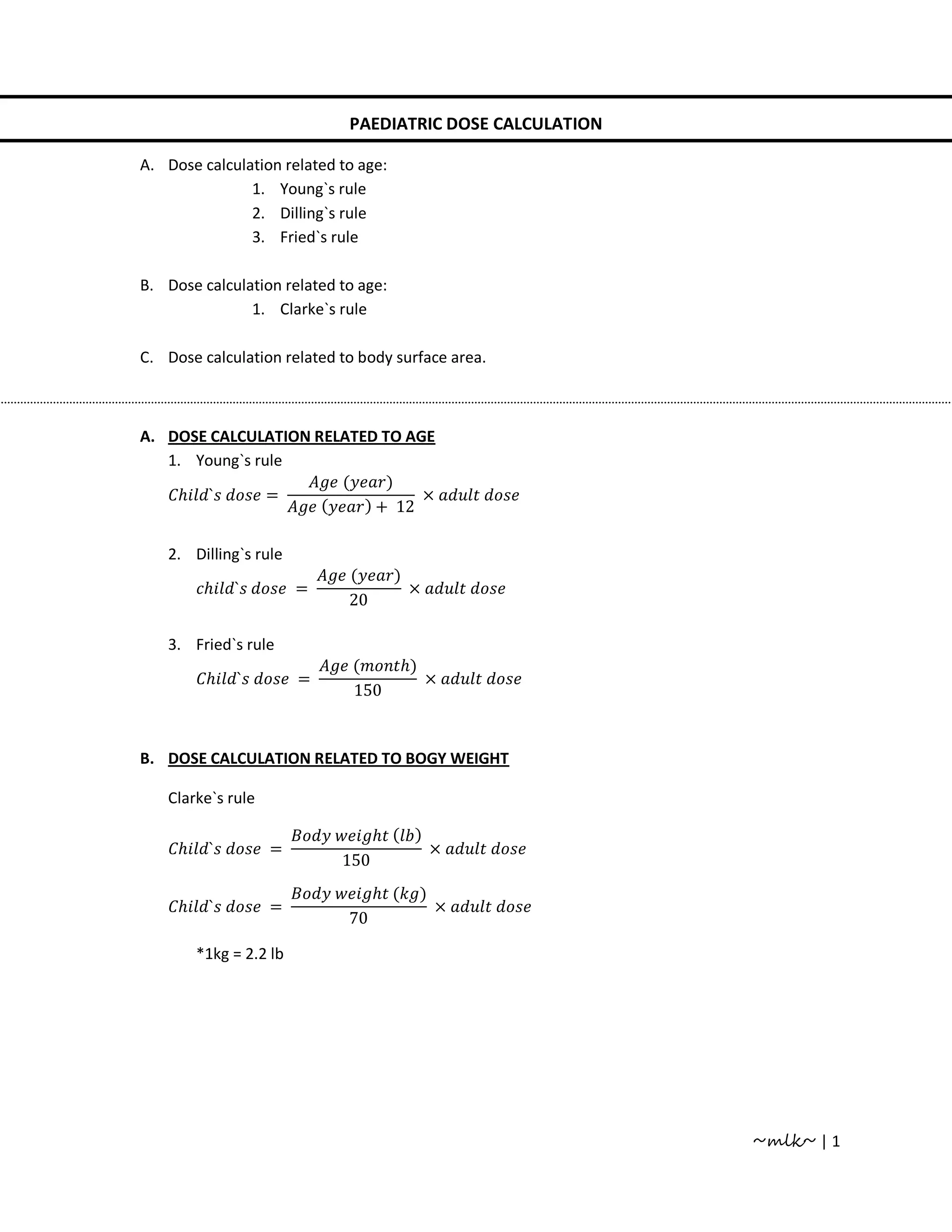 paediatric dose calculation | PDF